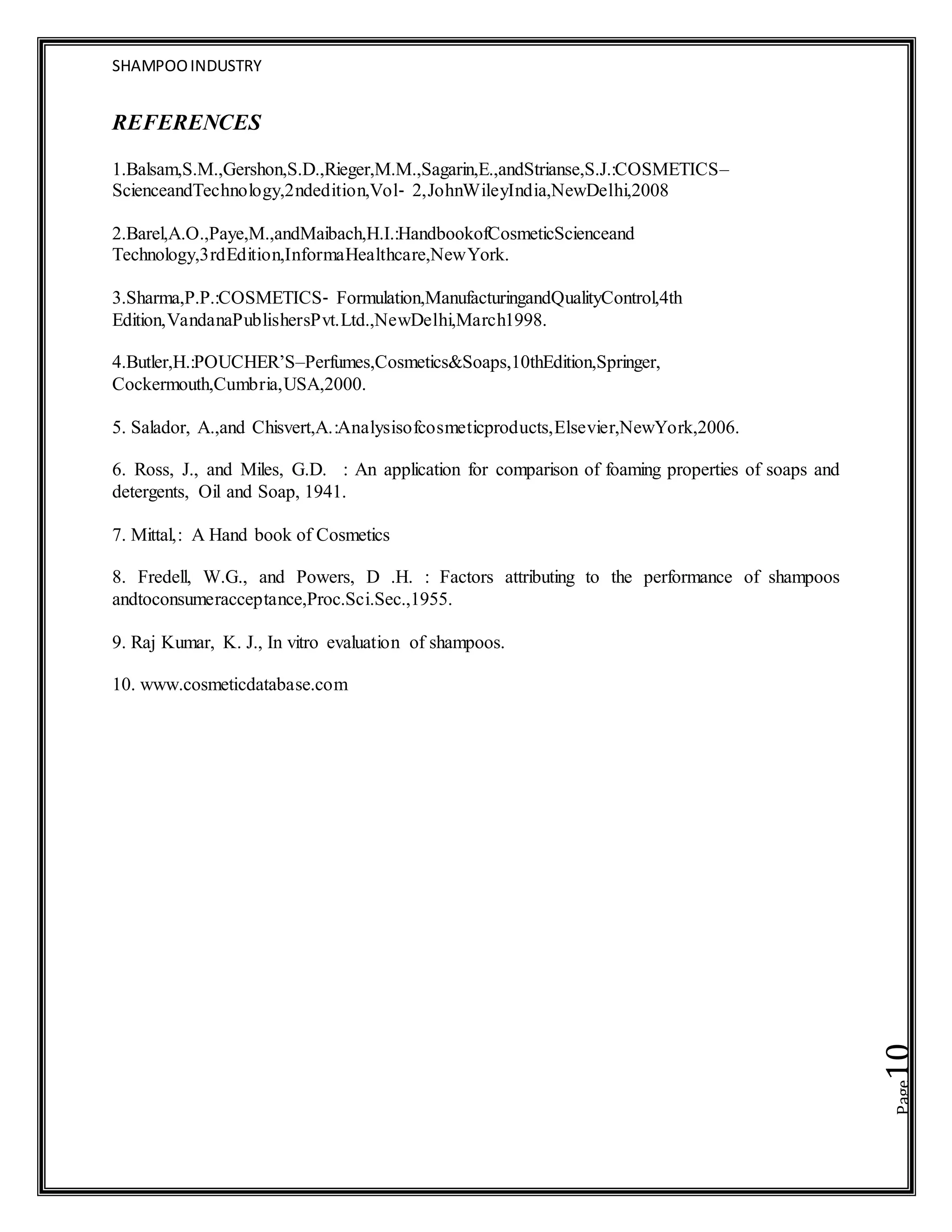 Shampoo industry | DOCX
