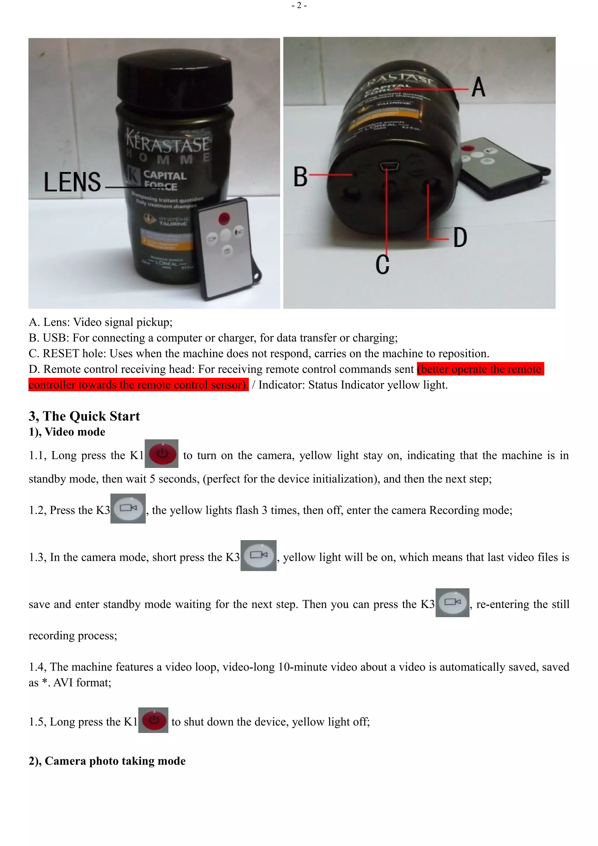 HD Shampoo spy camera user guide(ey-shap0099) HD bathroom spy camera ...