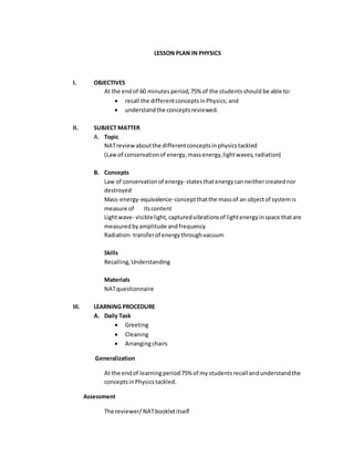 Lesson Plan in Physics | DOCX
