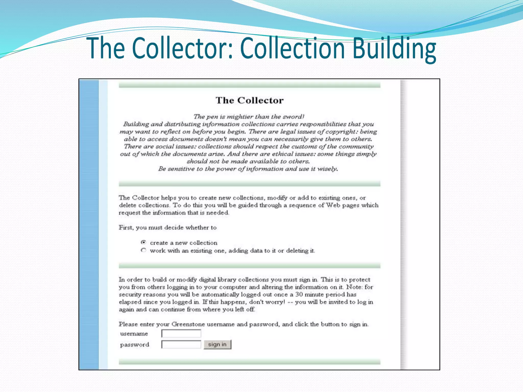 GREENSTONE DIGITAL LIBRARY SOFTWARE | PPTX