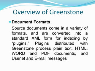GREENSTONE DIGITAL LIBRARY SOFTWARE | PPT