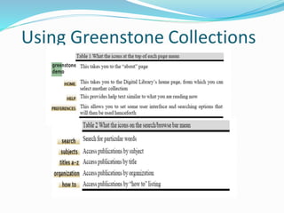 GREENSTONE DIGITAL LIBRARY SOFTWARE | PPT
