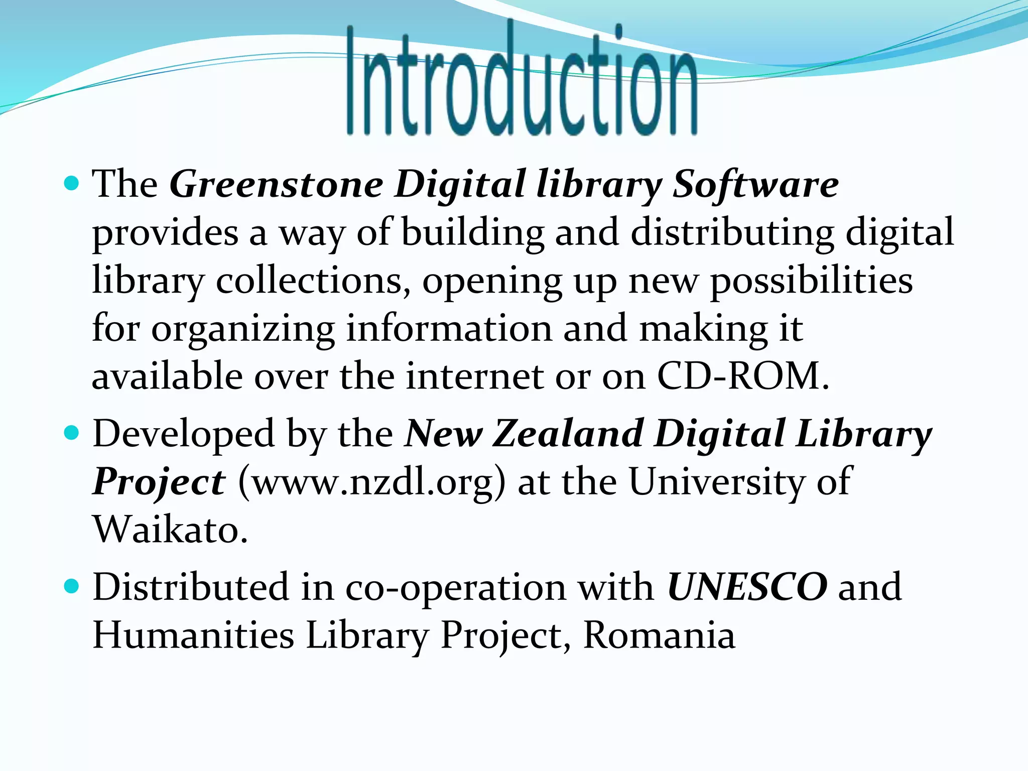 greenstone digital library software | PPTX