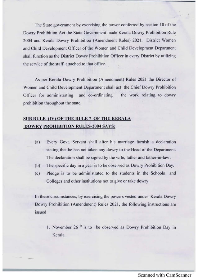 Dowry Prohibition - Affidavit tobe filed by Kerala Government employee ...