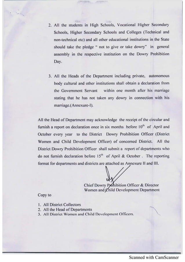 Dowry Prohibition - Affidavit tobe filed by Kerala Government employee ...