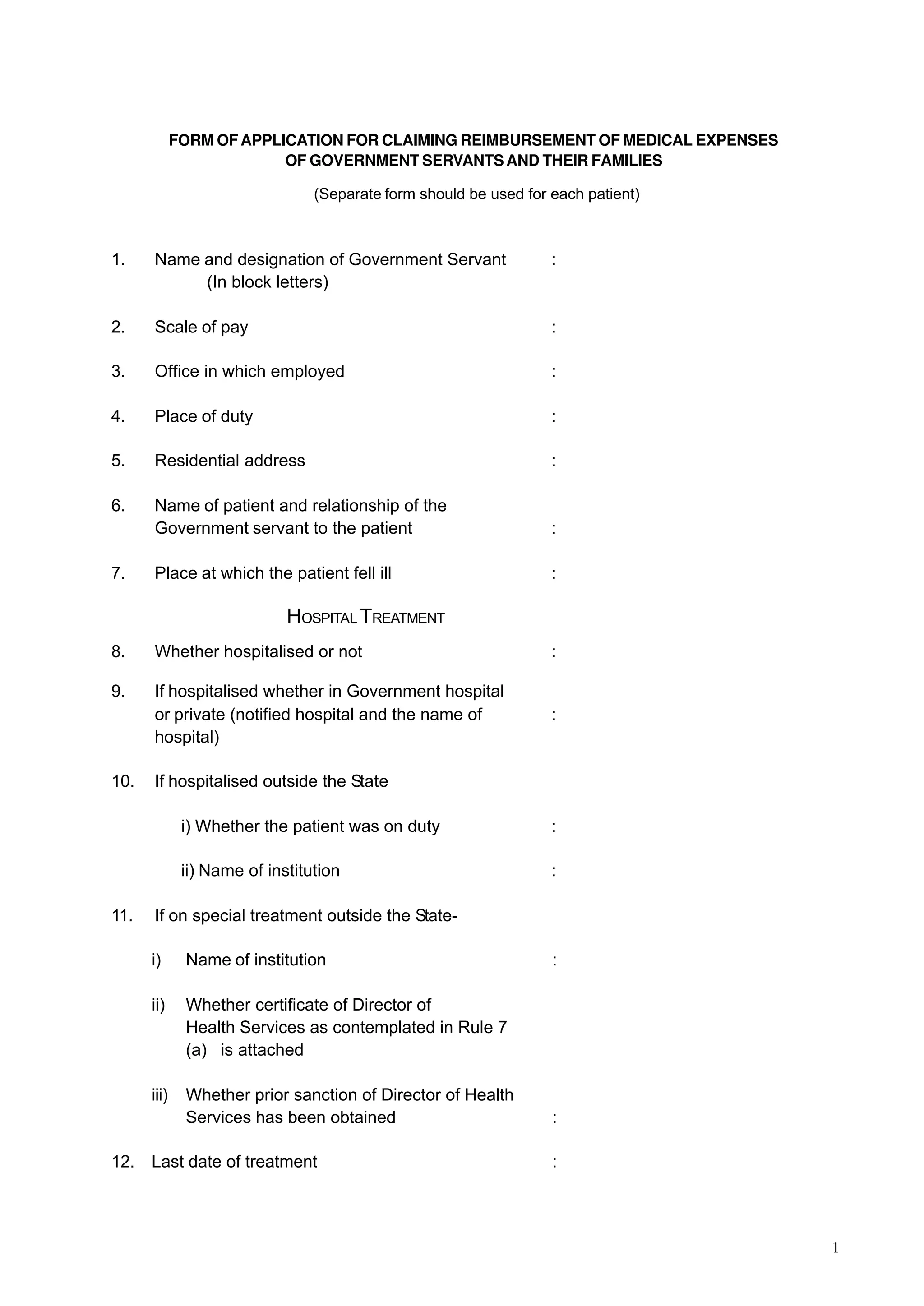 medical re imbursement application forms,new hospitalsand full ...
