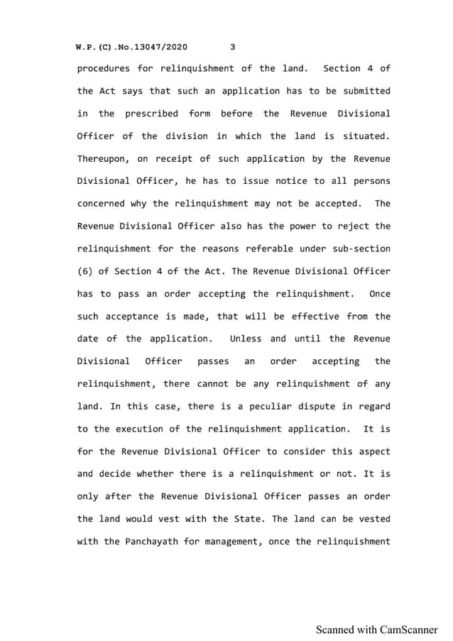 Kerala Land relinquishment - Order from RDO is must for entry of land surrenered in the asset ...