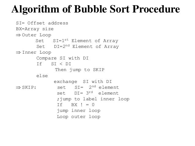 Bubble Sorting Of An Array In 8086 Assembly Language
