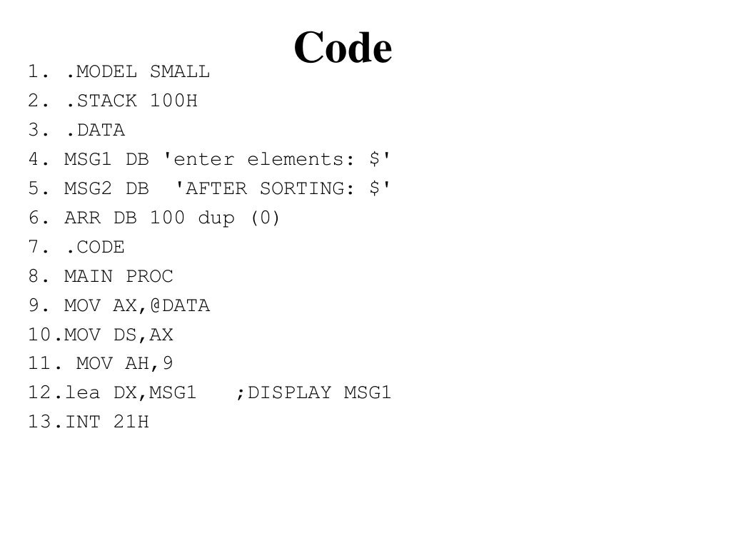 Bubble Sorting Of An Array In 8086 Assembly Language