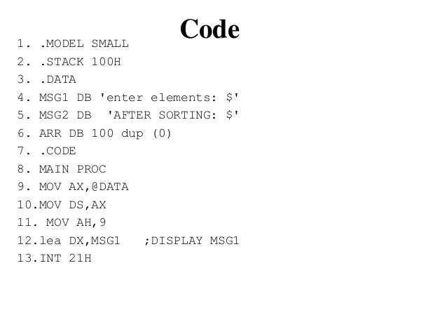 Bubble Sorting Of An Array In 8086 Assembly Language