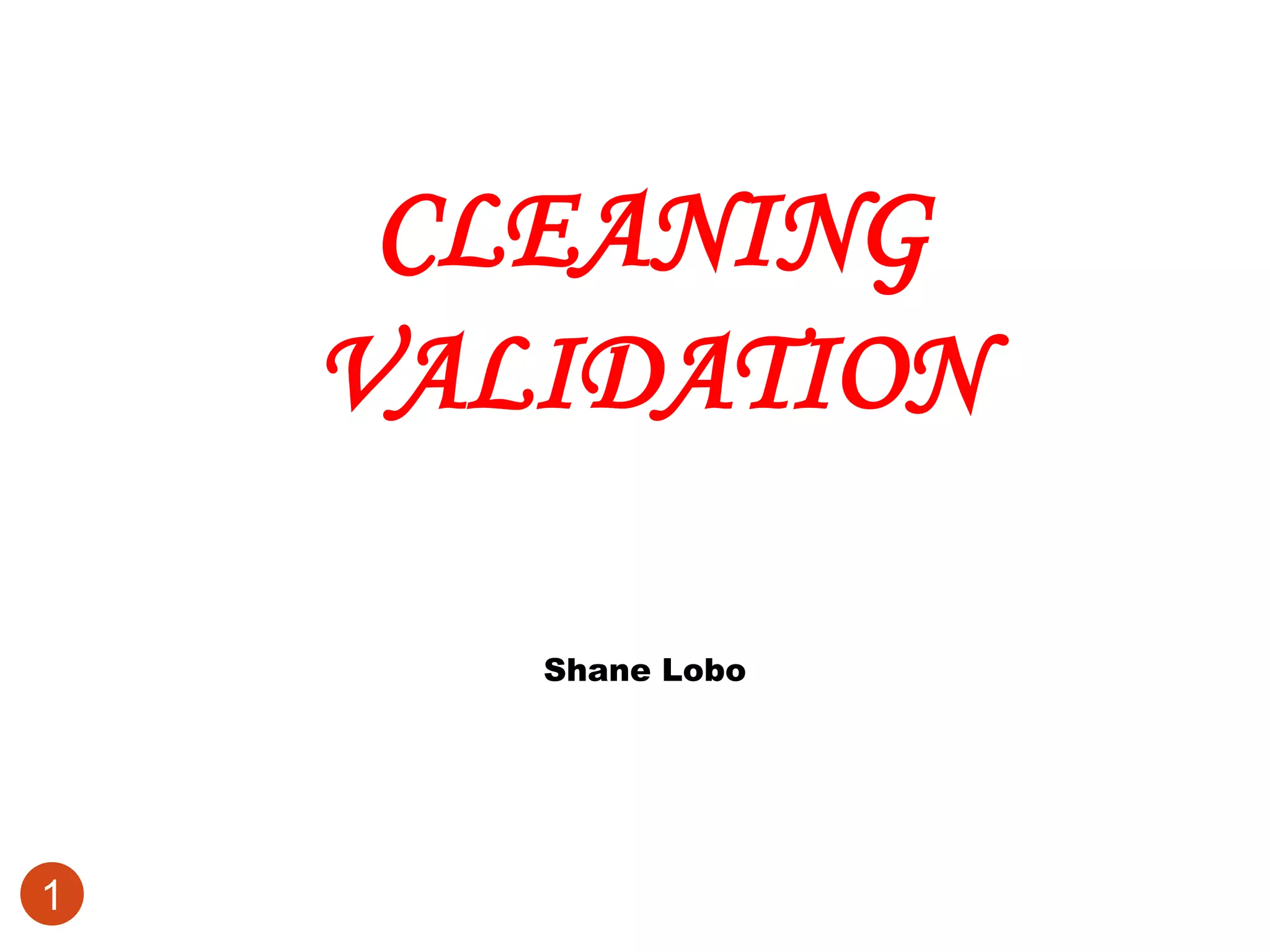 cleaning validation | PPTX