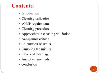 cleaning validation | PPTX