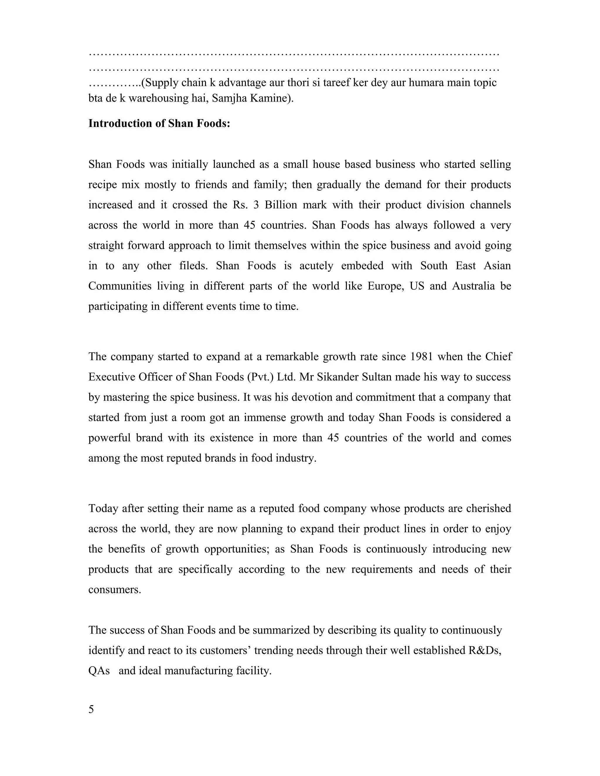 Shan foods scm | DOC