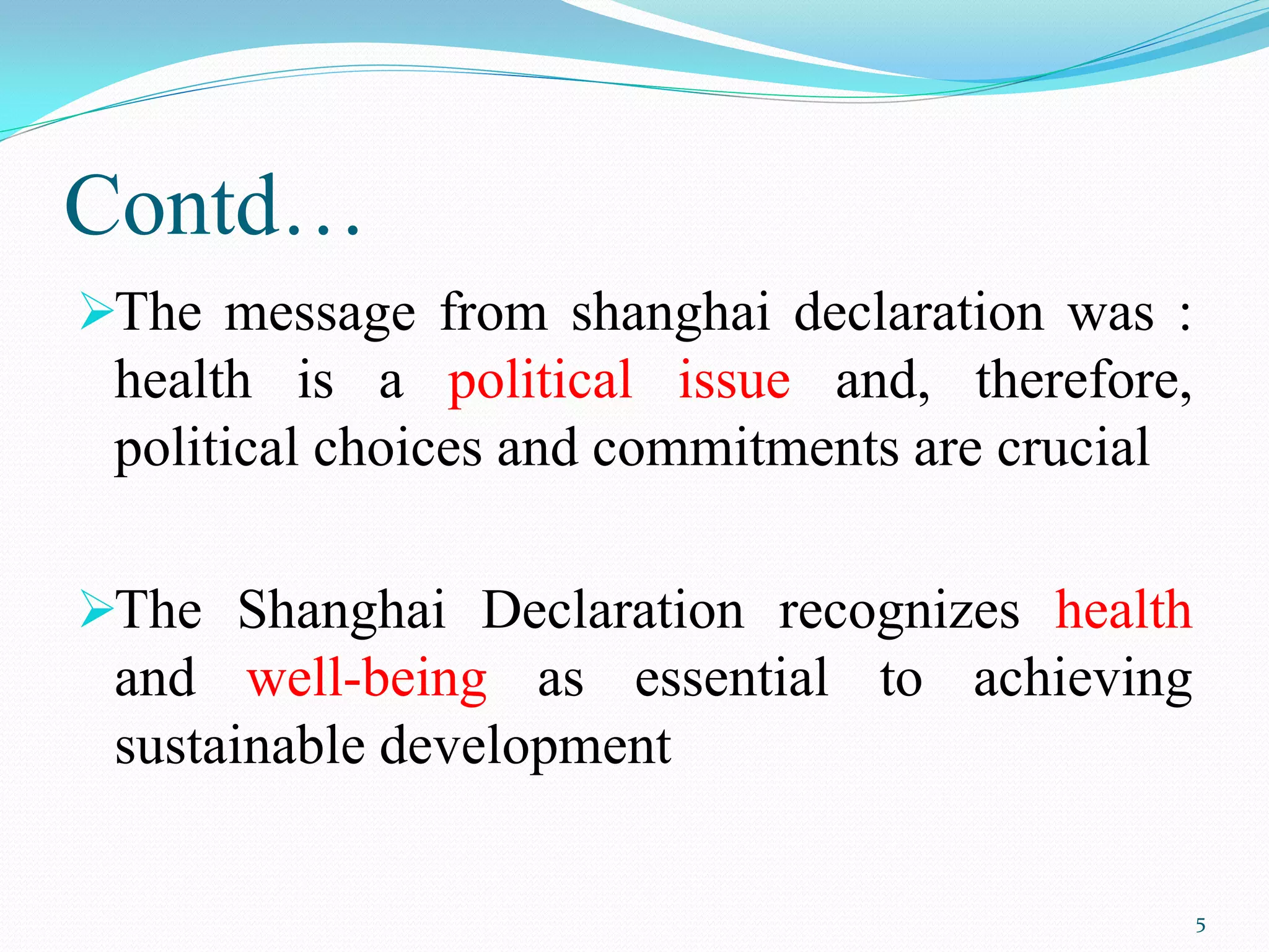 Shanghai Declaration on Health Promotion | PDF