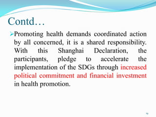 Shanghai Declaration on Health Promotion | PDF