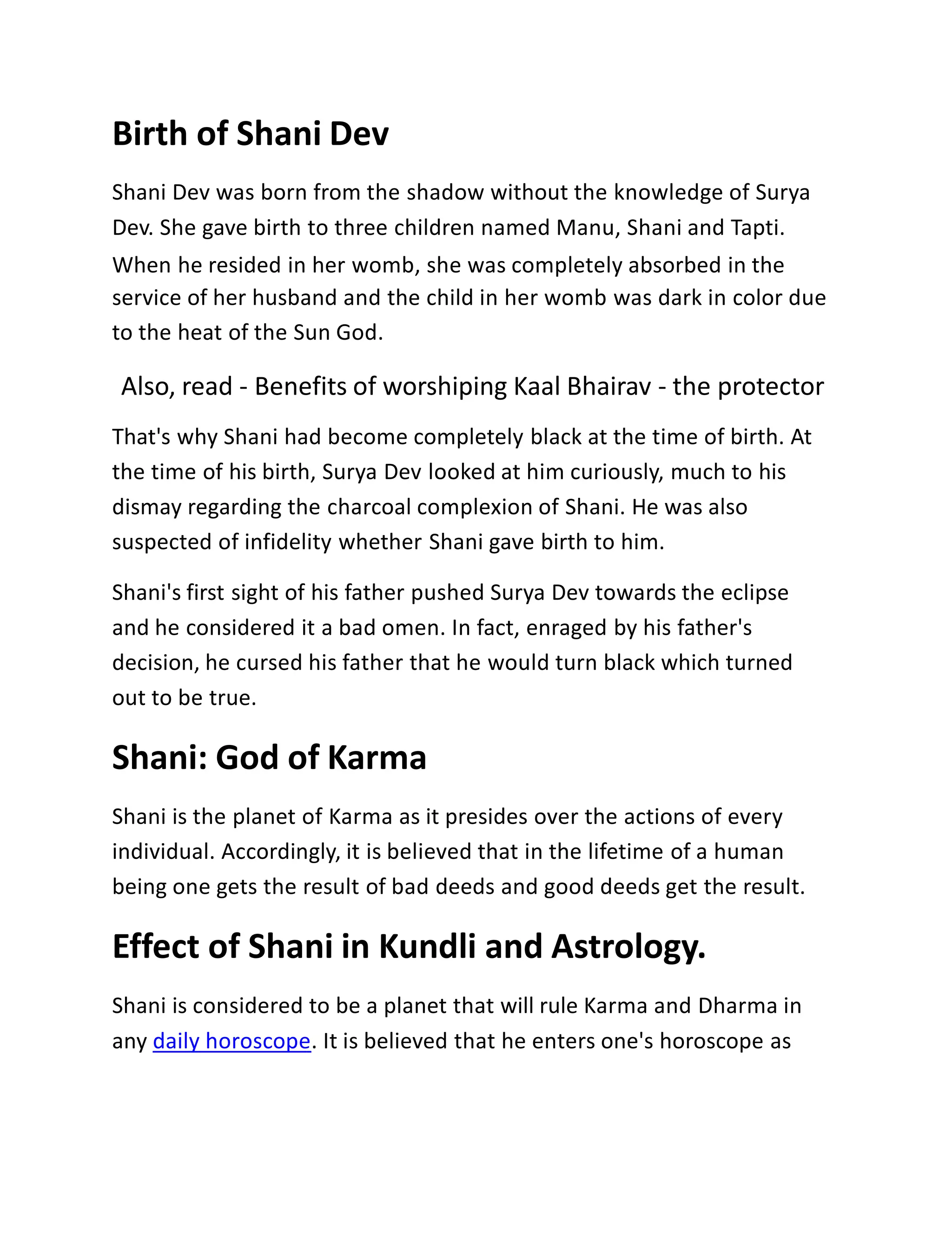 Shani: God of Karma | PDF