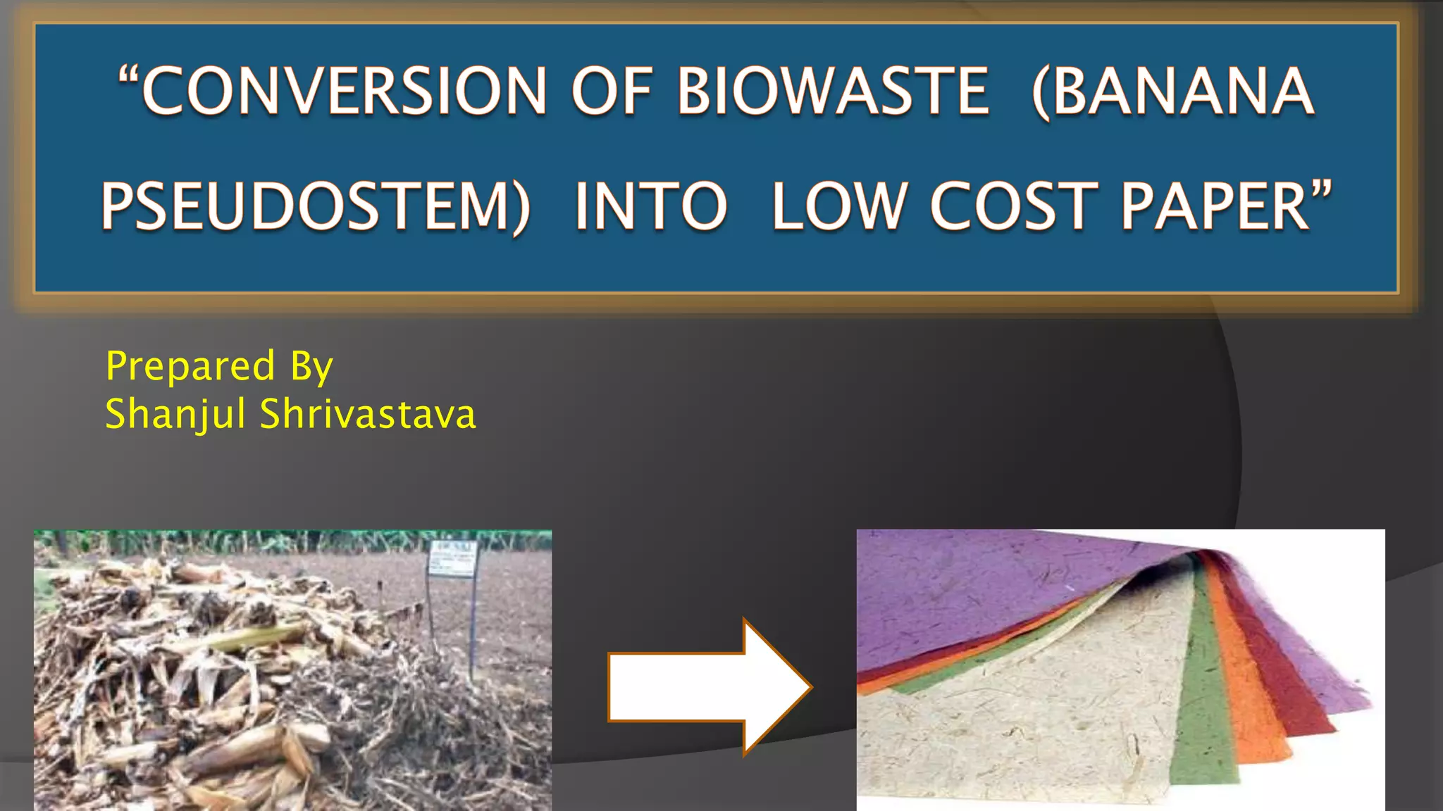 Paper Production from banana pseudostem (biowaste) with lab scale ...