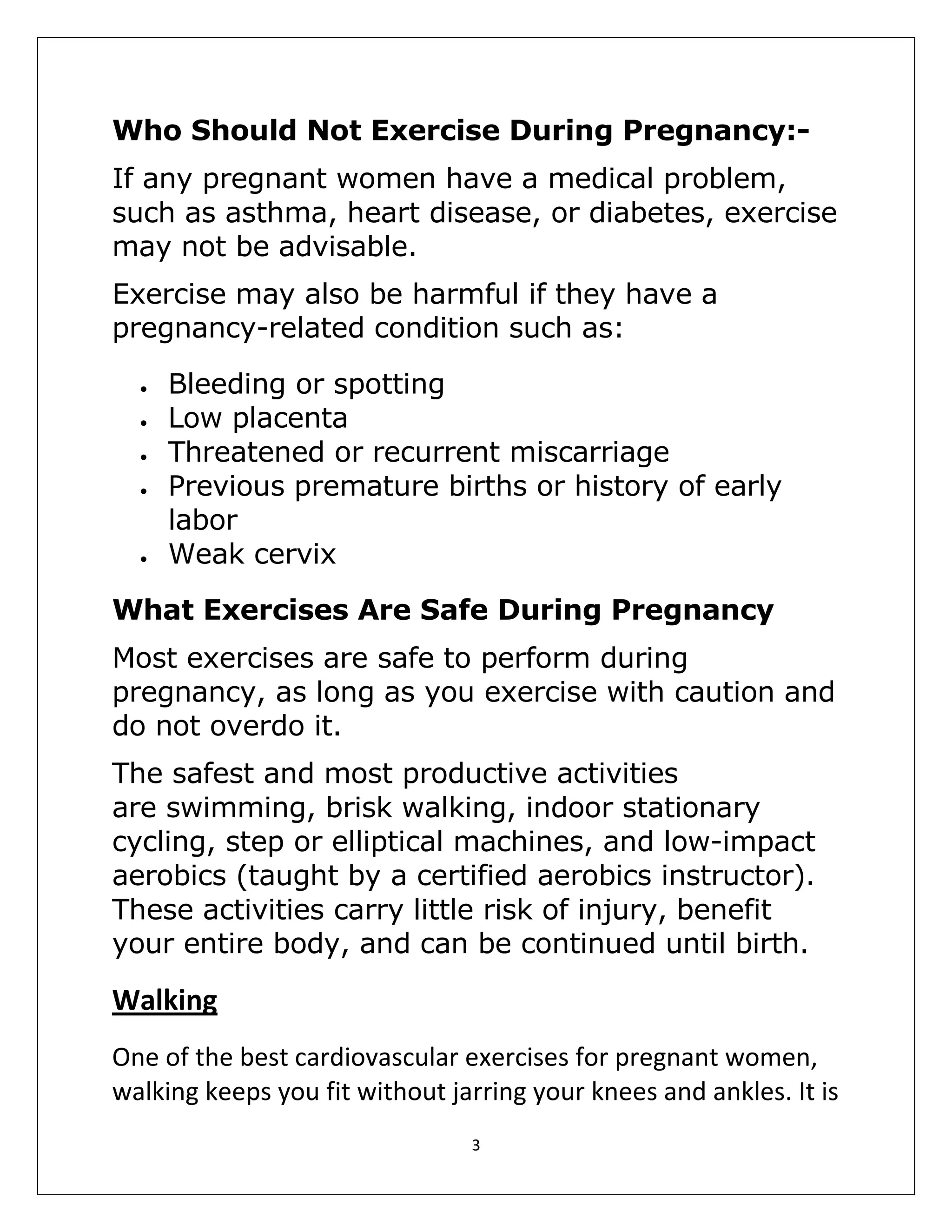 Physical Exercises for Pregnant Women | PDF