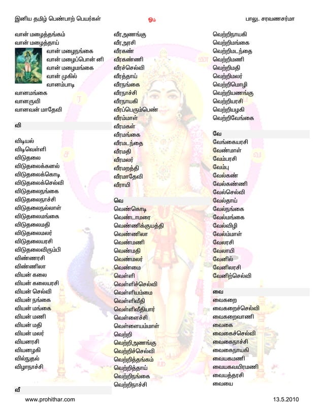 tamil female baby names