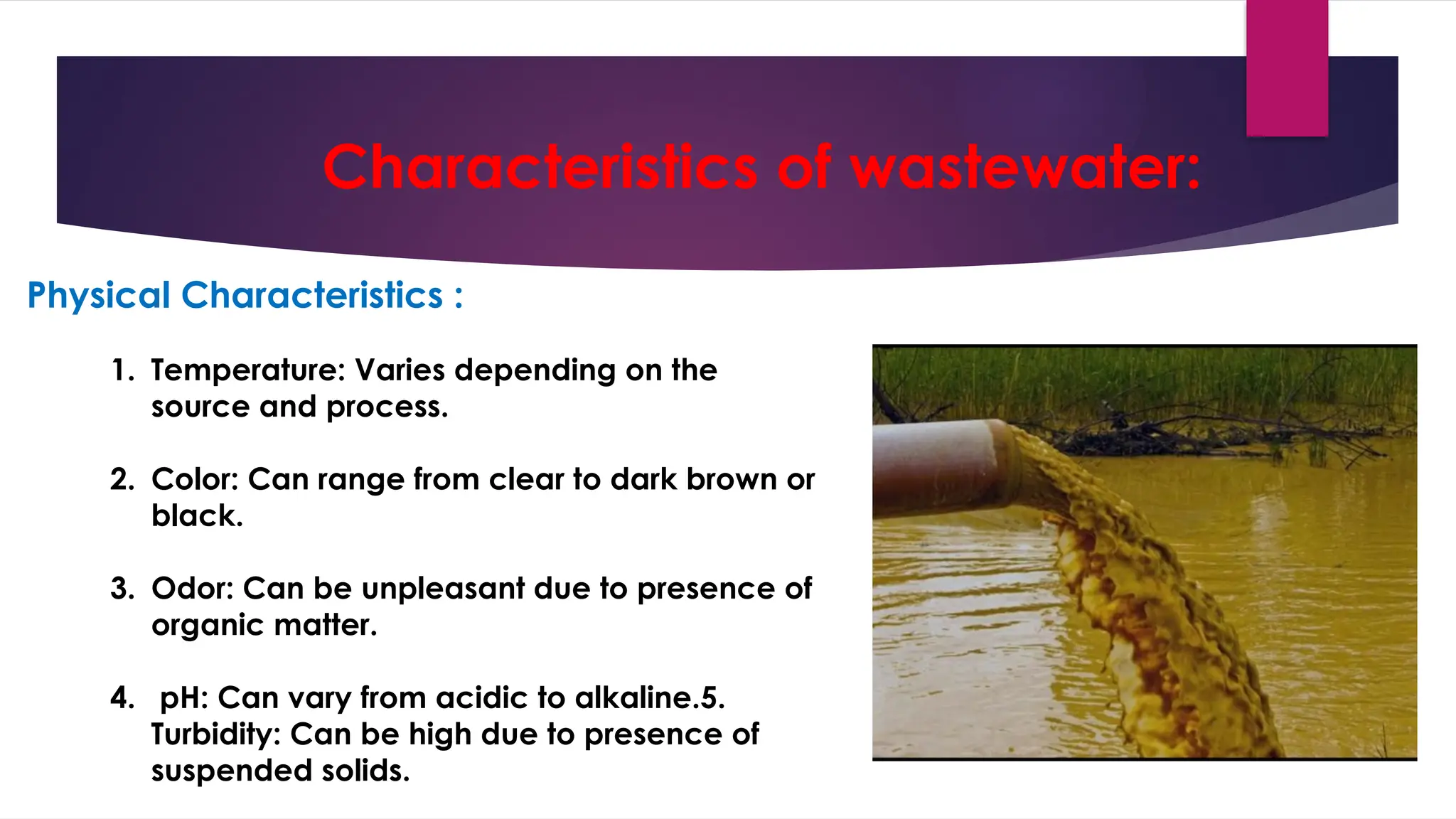 Characteristics of waste water form industries (Food industry and ...