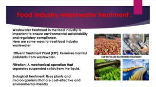 Characteristics of waste water form industries (Food industry and ...
