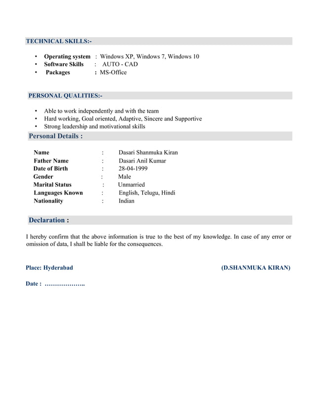 Mechanical fresher profile | PDF
