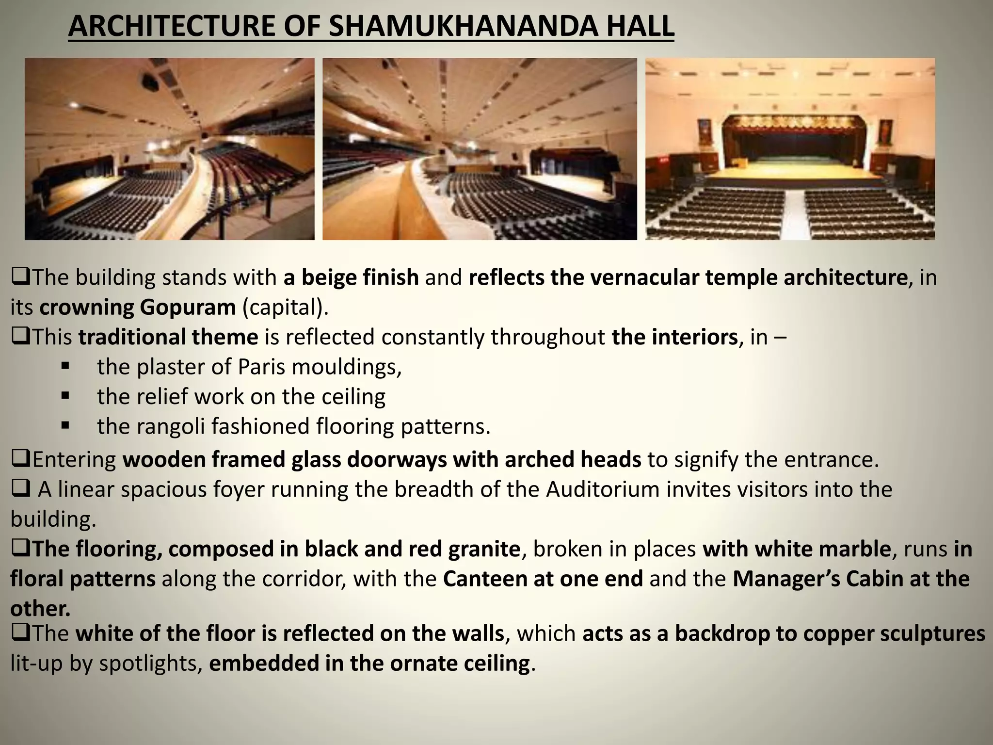 Shanmukhananda hall, sion - ACOUSTICS - AUDITORIUM - MUMBAI | PDF