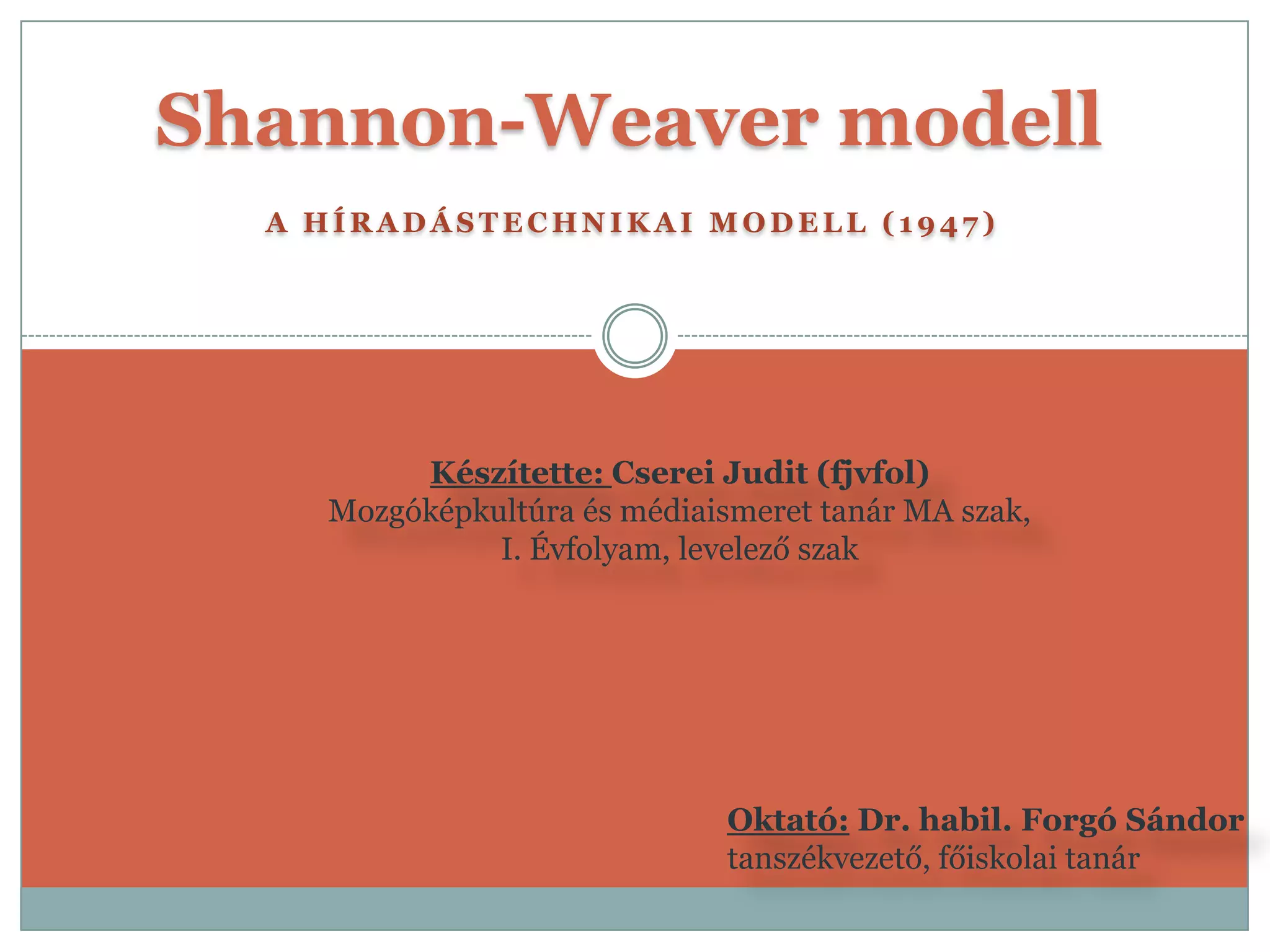 Shannon weaver modell | PPTX