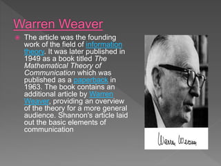 Shannon and weaver model of communication | PPTX