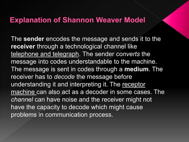 Shannon and weaver model of communication | PPTX | Email | Internet