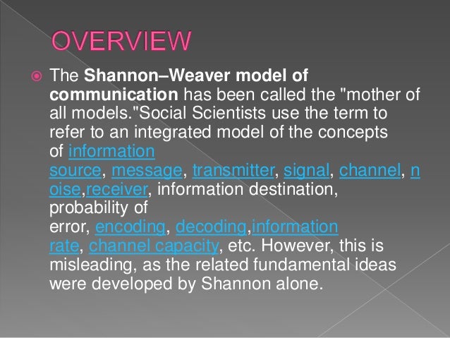 Shannon and weaver model of communication