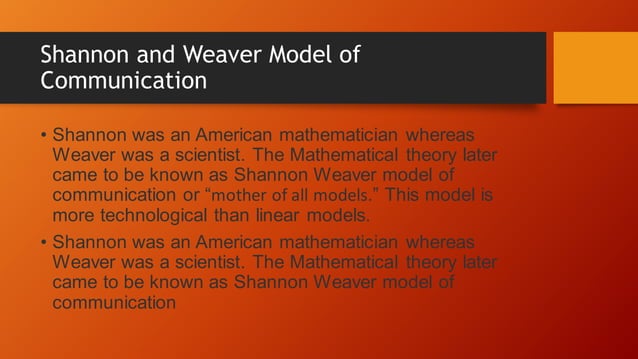 Shannon and weaver model of communication | PPT