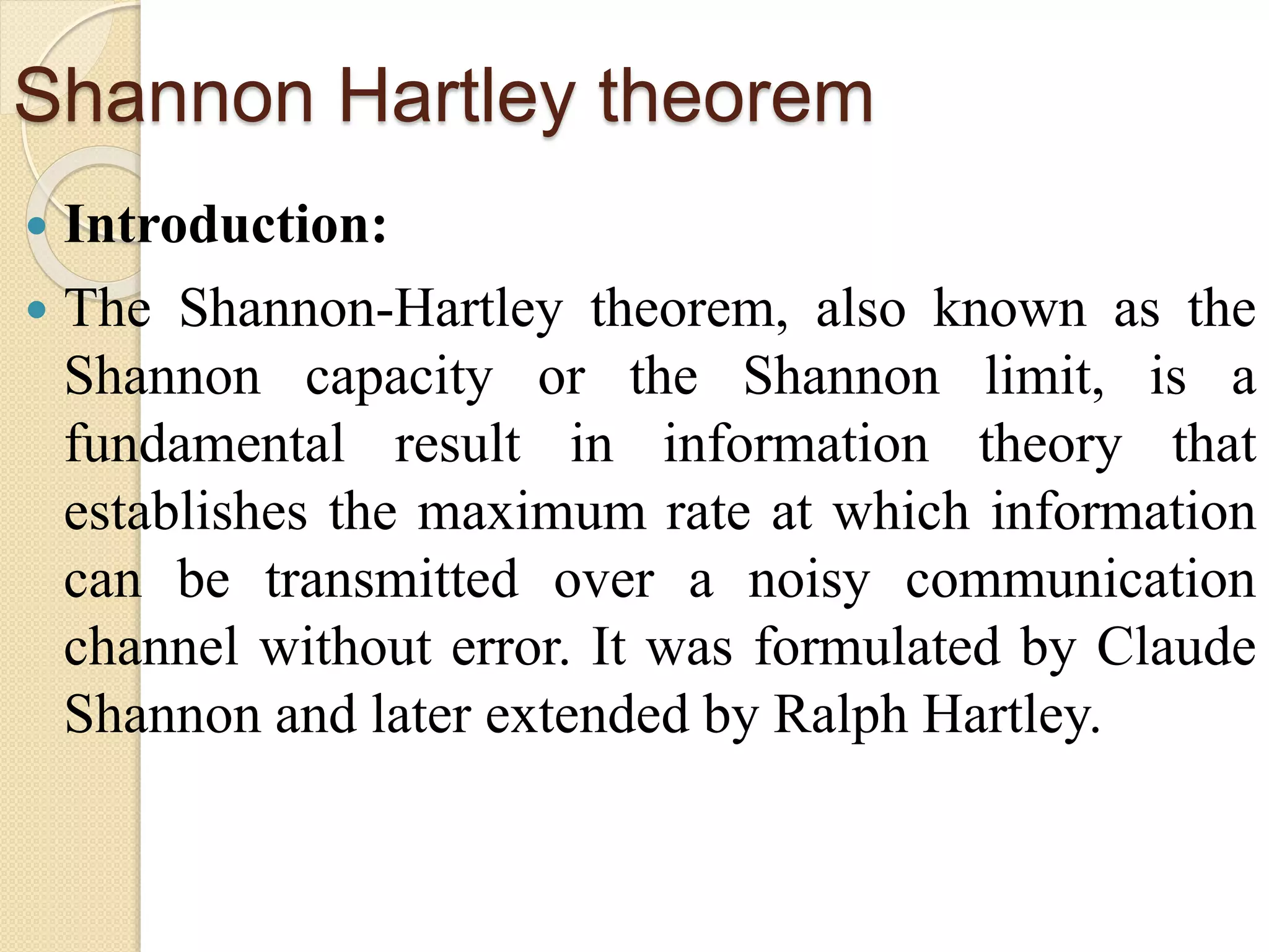 Shannon Hartley theorem by Shafiqa Memon (19ES30).pptx