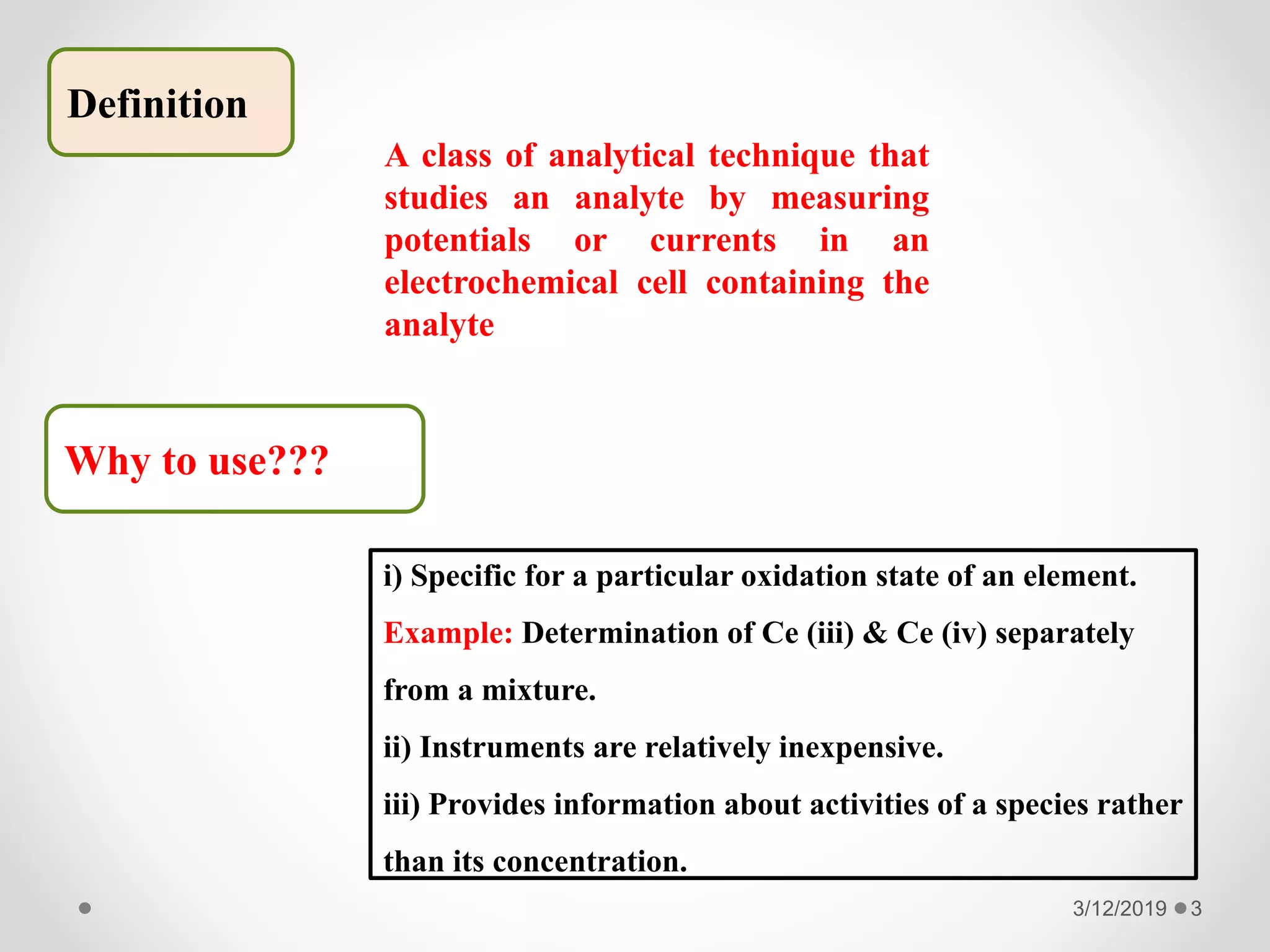 Electroanalytical Methods of analysis | PPTX