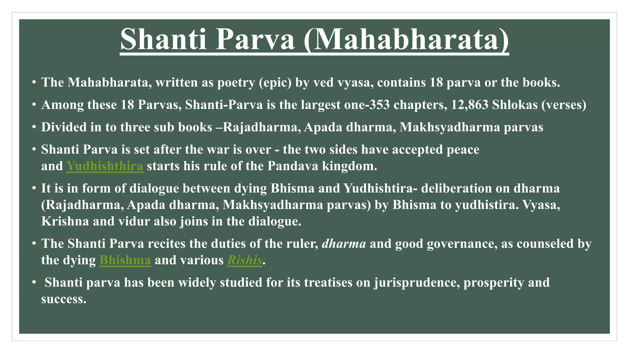 Shantiparva:Rajadharma(Mahabharata) | PPTX