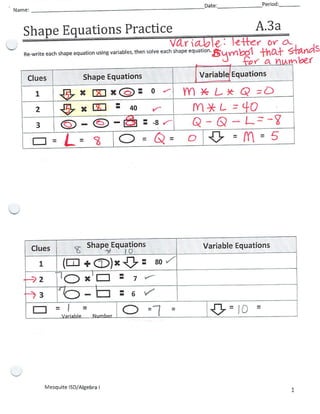 Shape Equations Practice 8 25 | PDF