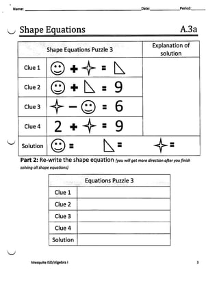 Shape Equations Practice 8 25 | PDF | Physics | Science