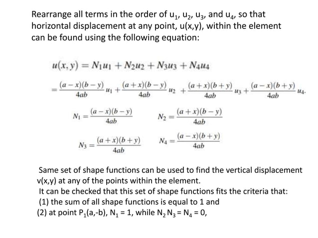 Shape Functions Of 1d And 2 D Rectangular Elementspptx Programming 9822