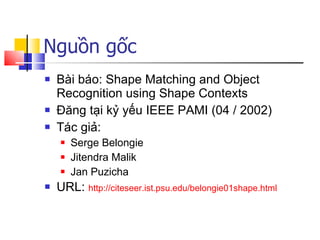 Shape Matching And Object Recognition Using Shape Contexts | PPT