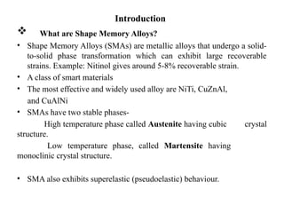 Shape memory alloy with applications in smart materials | PPTX