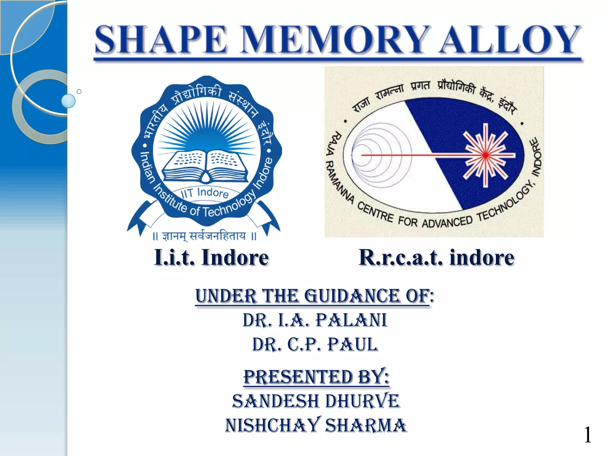 Shape memory alloy (ni tinol) | PPT