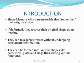 Shape memory alloys | PPTX
