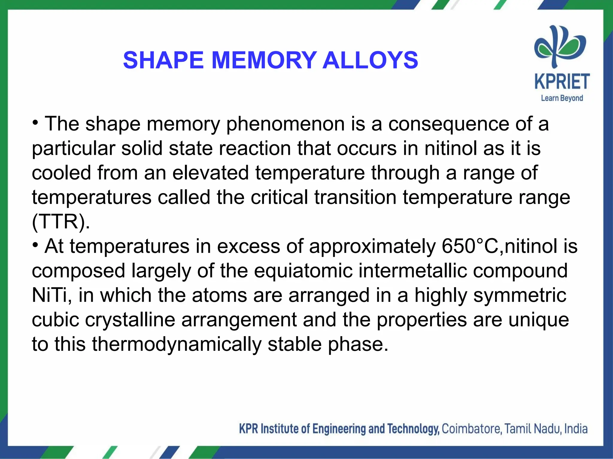 BME ppt for unit 2 - Shape memory alloys.pptx