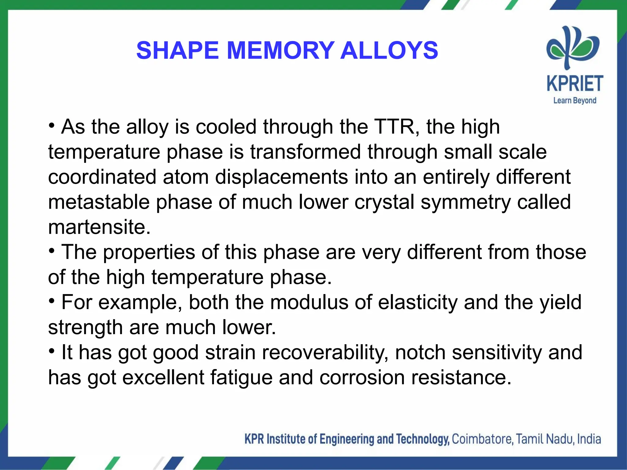 BME ppt for unit 2 - Shape memory alloys.pptx