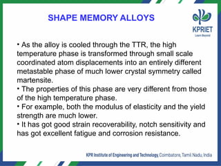 BME ppt for unit 2 - Shape memory alloys.pptx