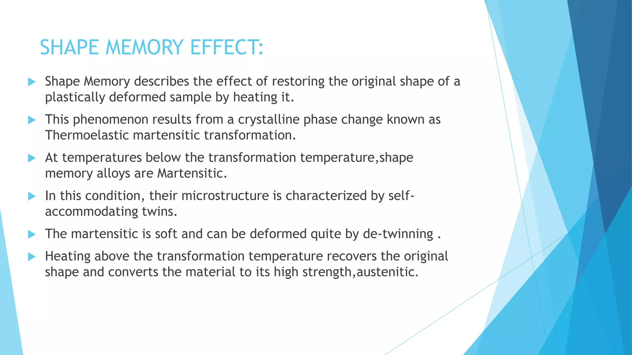 Shape memory alloys and its applications | PPTX