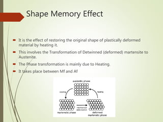 Shape memory effect and Superelasticity | PPTX