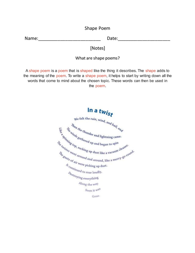 Shape poem note | PDF