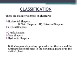 shaper machine Manufacturing Technology | PDF