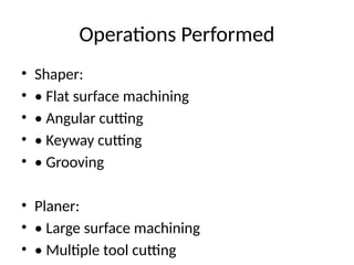 Shaper and planer parts,types, specifications | PPTX